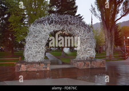 Elk Antler Arches. Town Square. Jackson Hole. Wyoming State. USA Stock ...