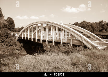 White concrete arch Bush Creek Bridge, Kansas, also known as Rainbow ...