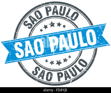 Sao Paulo blue round grunge vintage ribbon stamp Stock Photo - Alamy