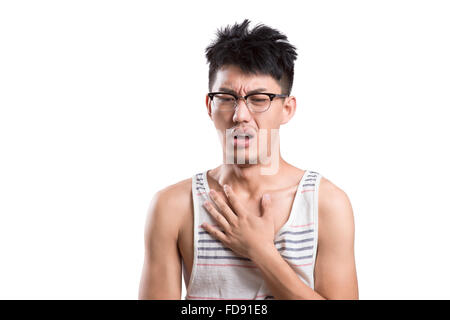 Disgust face with open mouth. Portrait of young man. Facial expression ...