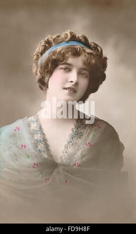Vintage, hand-tinted, sepia, Edwardian postcard showing a beautiful ...