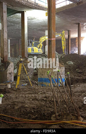 The excavation of a basement on a large, commercial development in ...