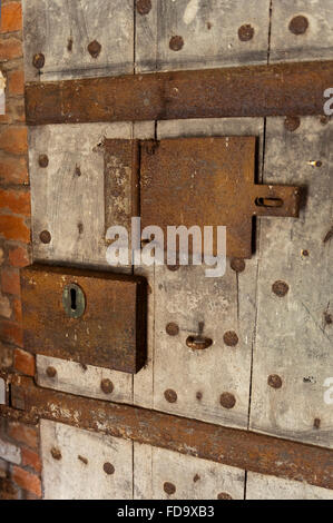 Old metal lock on a door, security detail Stock Photo - Alamy