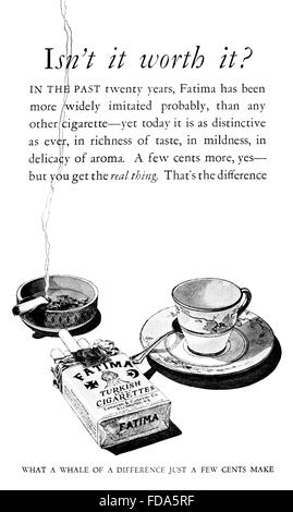 Fatima Turkish cigarettes, 1920s cigarette advertising, from 1926 ...