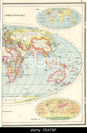 Eastern Hemisphere, political map of the world with countries in four ...