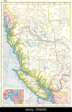 CANADA. British Columbia & Alberta. Railways. BARTHOLOMEW 1952 old ...