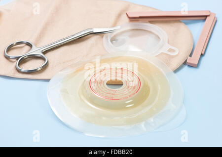 Ostomy supplies, colostomy bag, scissors and disk with scissors for ...