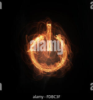 Glowing fire power icon of interface on dark background Stock Photo - Alamy