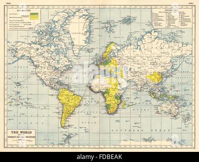 world map showing the colonies of the German Empire, 19th century ...