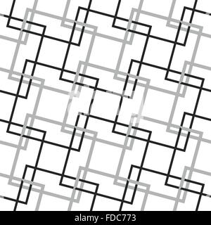 Geometric, minimalist pattern with intersecting squares. Monochrome, grayscale vector texture ...
