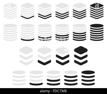 Vertical progress, level indicator symbols in sequence. Vector ...