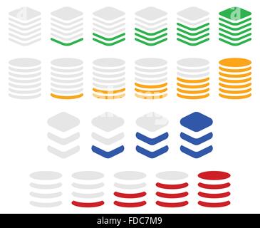 Vertical progress, level indicator symbols in sequence. Vector ...