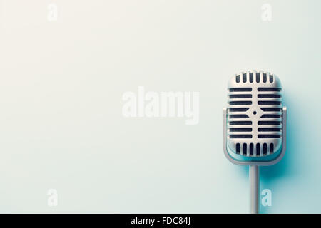 the classic vintage silver microphone Stock Photo - Alamy