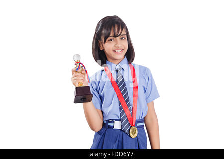 1 Child Girl School Student Victory Trophy Thumbs Up Showing Stock ...