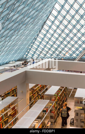 Interior of Seattle Public Library in downtown Seattle Washington Stock ...