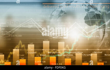 Conceptual image with global financial charts and graphs. Elements of ...