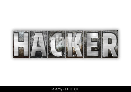 The word "HACKS" written in vintage ink stained letterpress type Stock ...