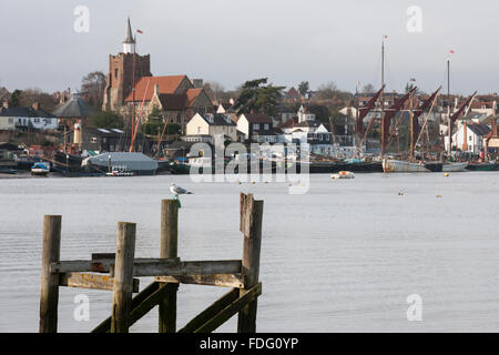 Maldon church & hythe with Thames barges Stock Photo - Alamy