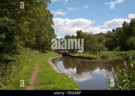 The Caldon Canal near the junction with the River Churnet at Consall ...