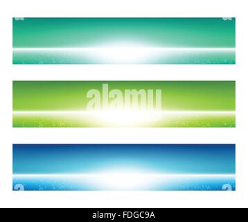 Abstract green banner background with light stripes, Frequency wave and ...
