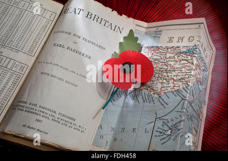 'Baedeker Raids' 1937 rare map book Great Britain by Karl Baedeker with ...