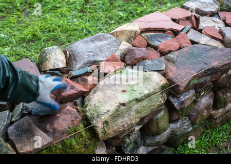 Dry stone wall cross section in Moffat , Scotland, UK Stock Photo - Alamy