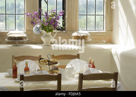 Afternoon tea in the restaurant at Chirk Castle, Wrexham, Wales Stock ...