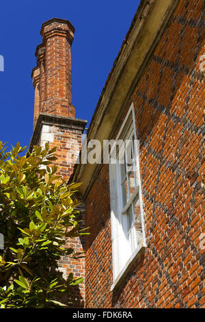 Tudor brickwork on the south front at The Vyne, Hampshire. The "diaper ...