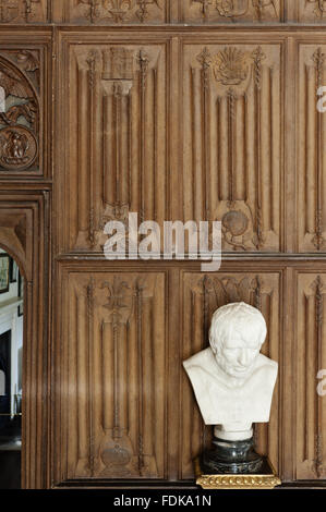 Detail of the linenfold panelling in The Oak Gallery, The Vyne ...