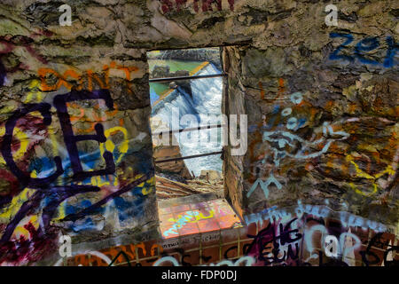 Lullwater Waterfall Spillway Through a window Stock Photo - Alamy