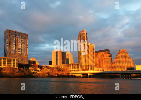 Austin skyline glows at sunset Stock Photo - Alamy