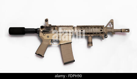 AR-15 assault rifle with high-capacity ammunition magazine clips and ...
