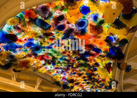 "Fiori di Como", a glass sculpture by Dale Chihuly on the lobby ceiling ...