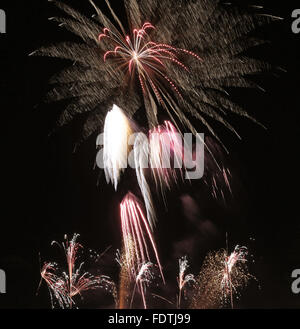 A vertical shot of beautiful fireworks at the night sky perfect for ...