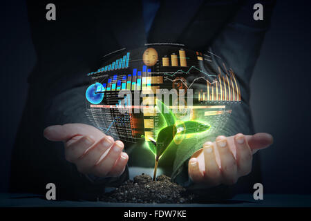 Money Sprouting - finance and money symbols sprouting from stems Stock ...