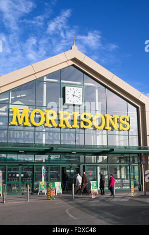 Morrisons supermarket shop outside sign entrance front facade Boston ...