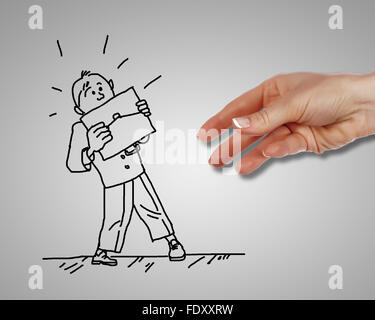 Drawing of a man in dangerous situation under threat Stock Photo - Alamy