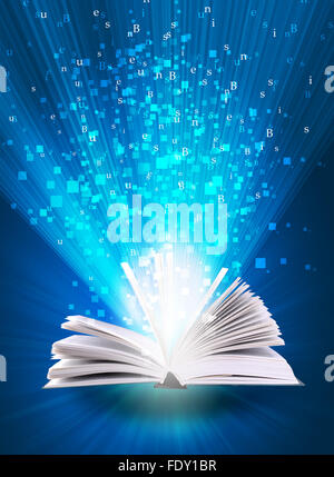 magic book on a background with the lines and lights Stock Photo - Alamy