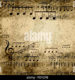 music notes on old paper sheet background Stock Photo - Alamy