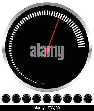 Circular dial, gauge template with increments and red needle Stock ...