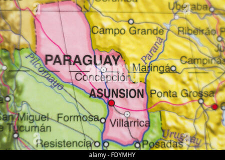 Paraguay political map with capital Asuncion, national borders and ...