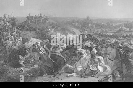 Vintage engraving of The Battle of Miani (or Battle of Meeanee) a ...