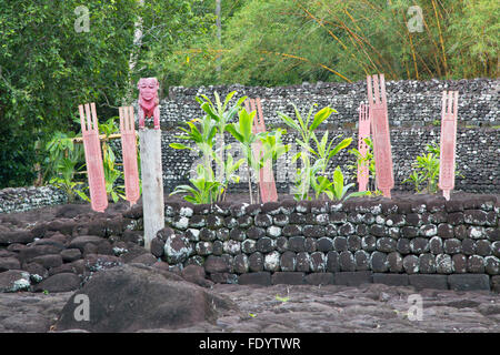 French Polynesia Tahiti Arahurahu marae ancient stone structure, south ...