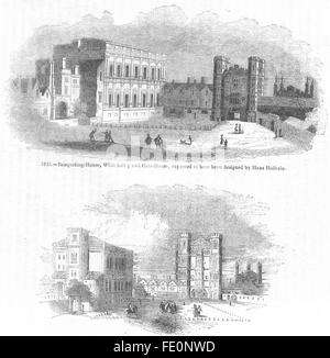 An old engraving of the Holbein Gate, Whitehall, Westminster, England ...