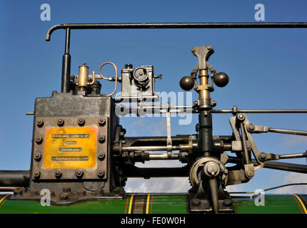 Detail of a Marshall steam traction engine EYNSHAM HALL showing name ...