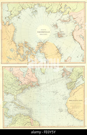 Arctic Ocean map with North Pole and Arctic Circle. Arctic region map ...