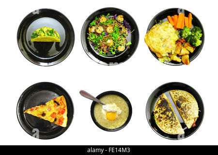 Different types of food on the plates illustration Stock Vector Art ...