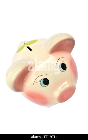beautiful pink piggy bank on rose background. The concept of saving ...