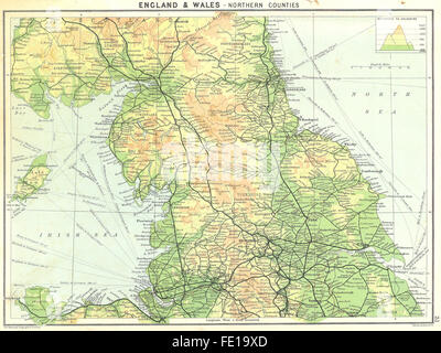 Antique map of England and Wales, 1900 Stock Photo - Alamy
