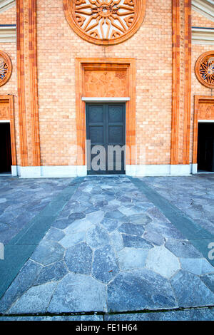 church in the vergiate closed brick tower sidewalk italy lombardy old ...